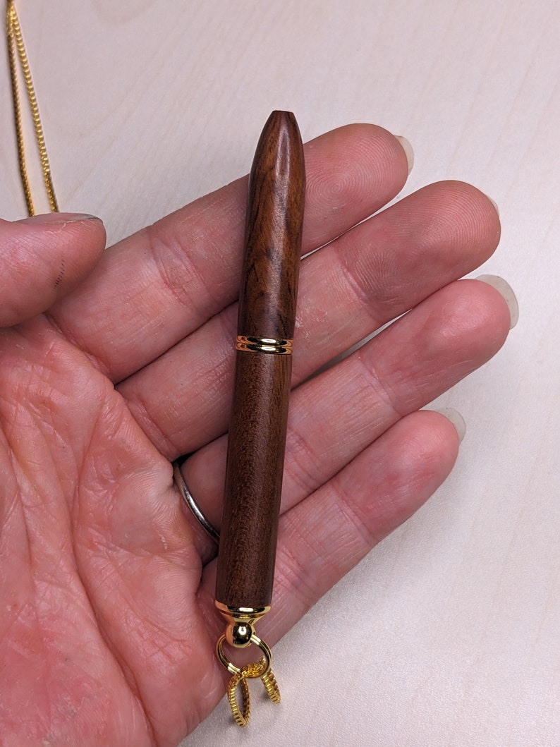Pen Necklace Wood With Gold Chain Ballpoint Pen Wooden Elegant Vintage ...