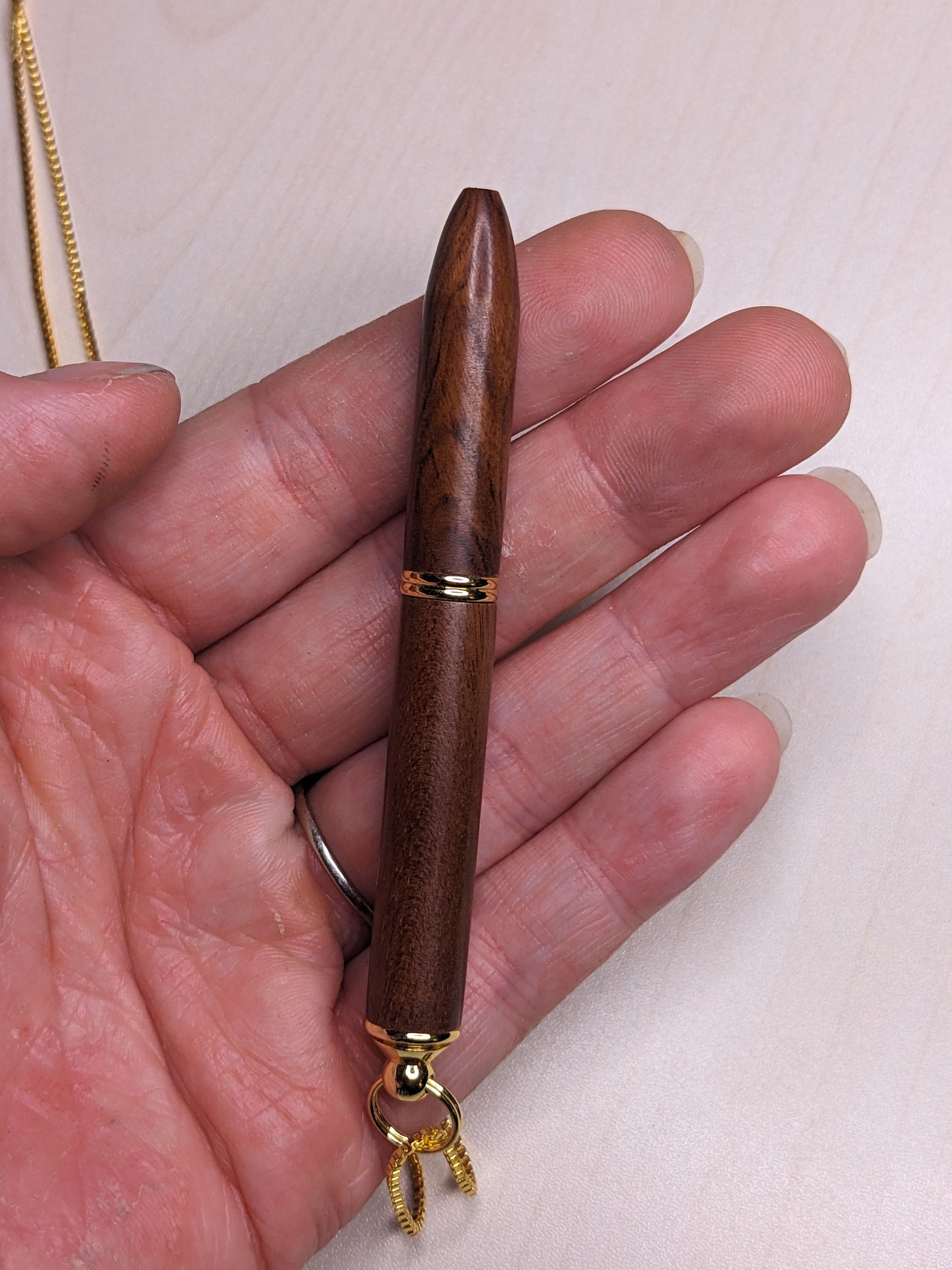 Pen Necklace Wood With Gold Chain Ballpoint Pen Wooden Elegant Vintage ...