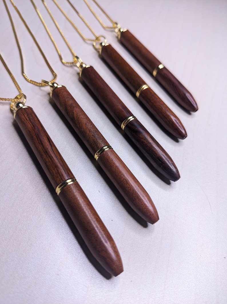 Pen Necklace Wood With Gold Chain Ballpoint Pen Wooden Elegant Vintage ...