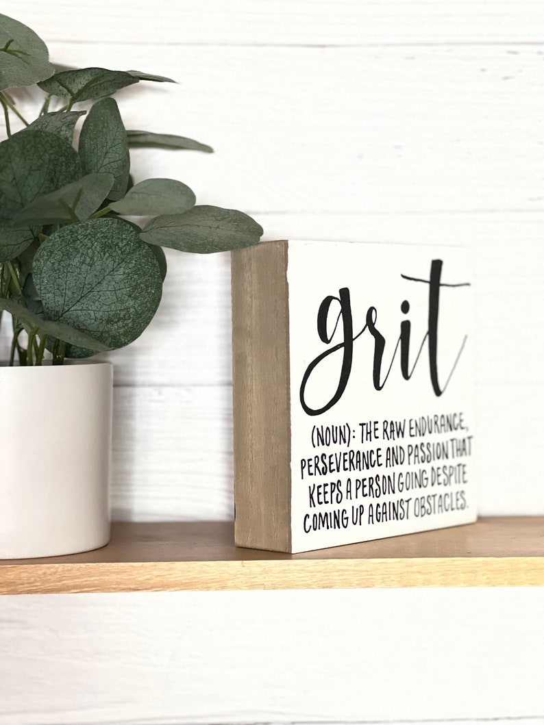 Grit Definition Sign | Hand Lettered Motivational Art - Etsy