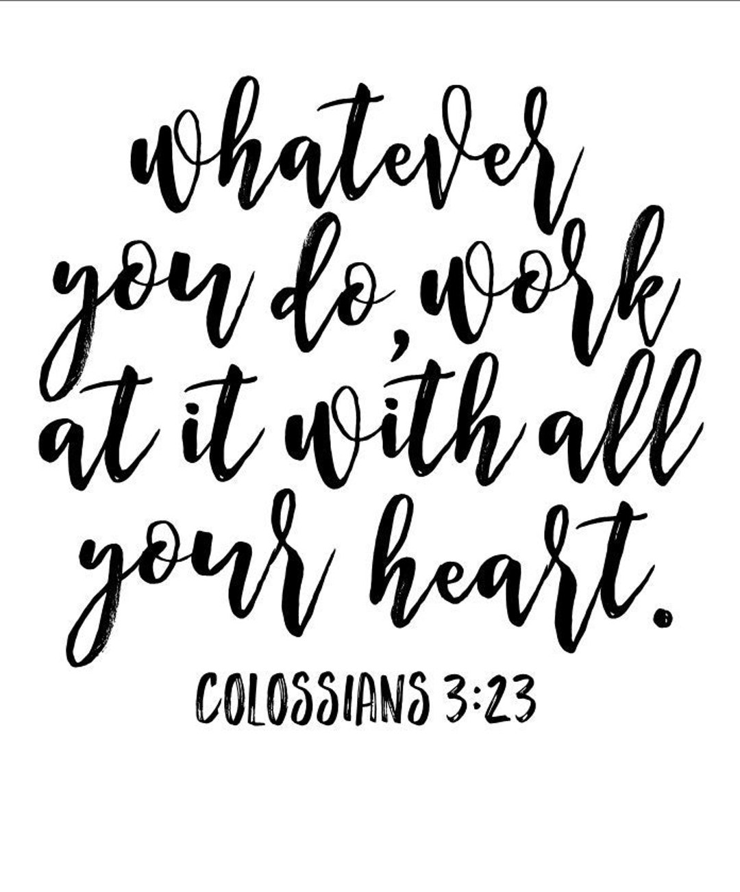 Bible Verse Digital Download | Colossians 3:23 Printable | Pastor ...