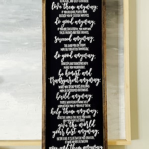 Mother Teresa Quote Wood Sign Mother Teresa Wall Art Love Them Anyway ...