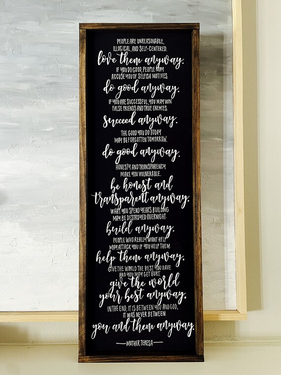 Mother Teresa Quote Wood Sign Mother Teresa Wall Art Love - Etsy