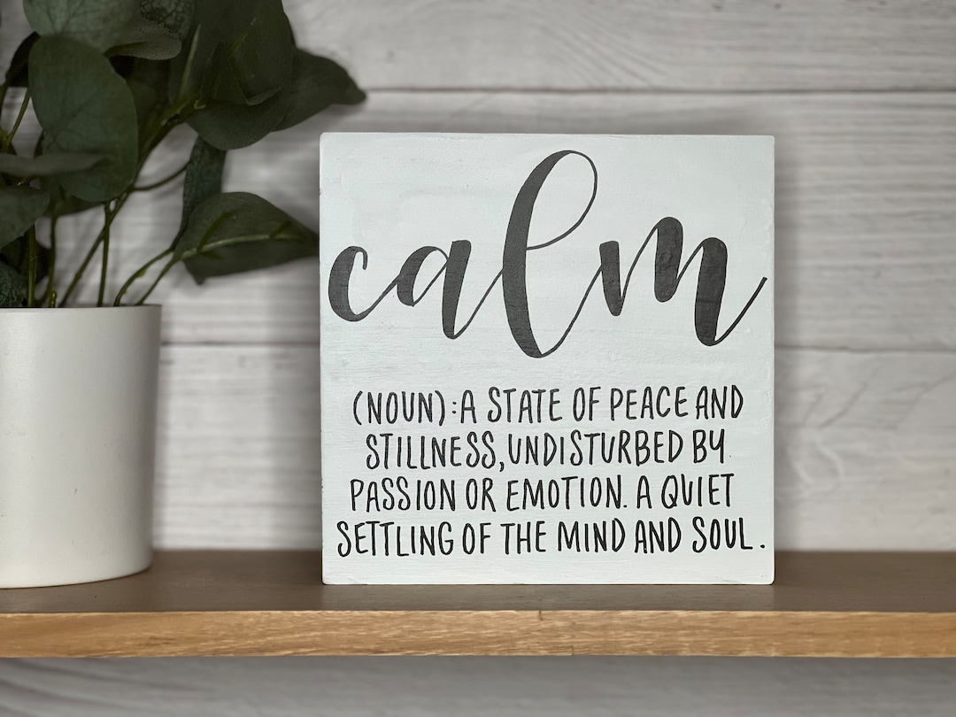 Calm Definition Hand Lettered Sign | Tiered Tray | Motivational Wall ...