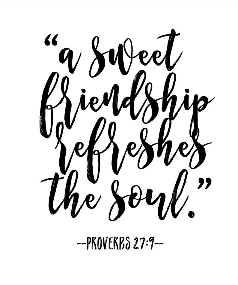 Proverbs 27:9 Printable Wall Art – Sweet Friendship Bible Verse Print ...