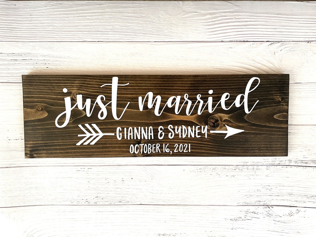 Custom Just Married Sign Wedding Photo Prop Personalized Just Married ...