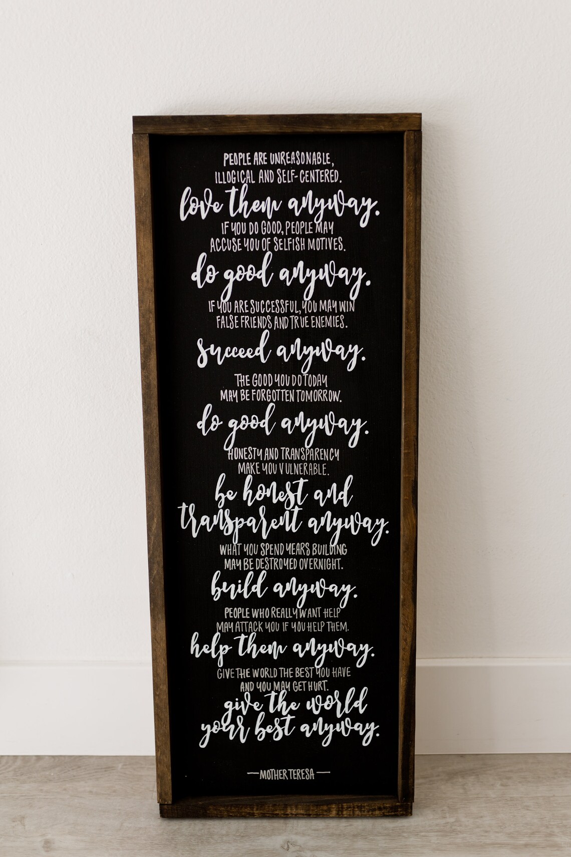 Mother Teresa Quote Wood Sign Mother Teresa Wall Art Love - Etsy
