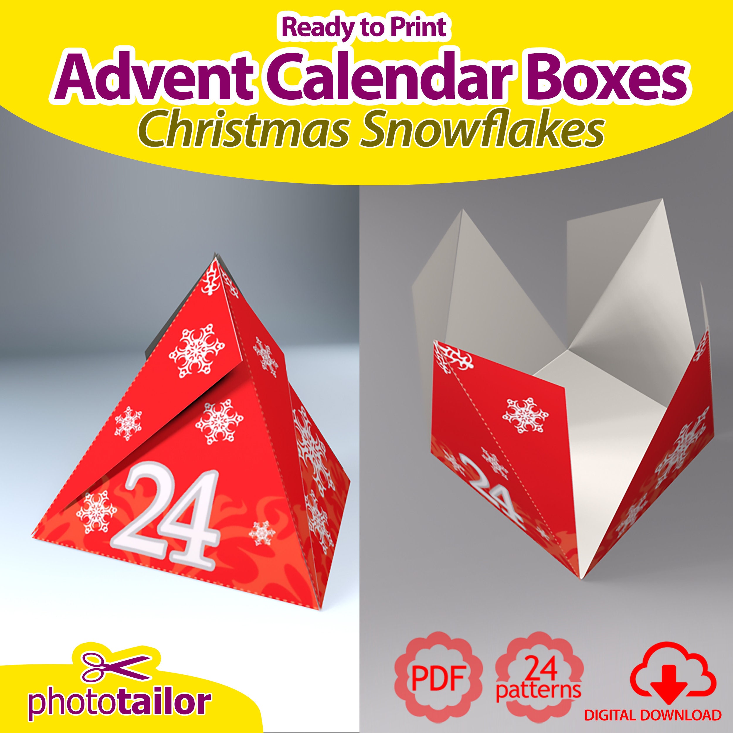Advent Calendar Printable DIY Treat Boxes, Countdown 25 Days of ...