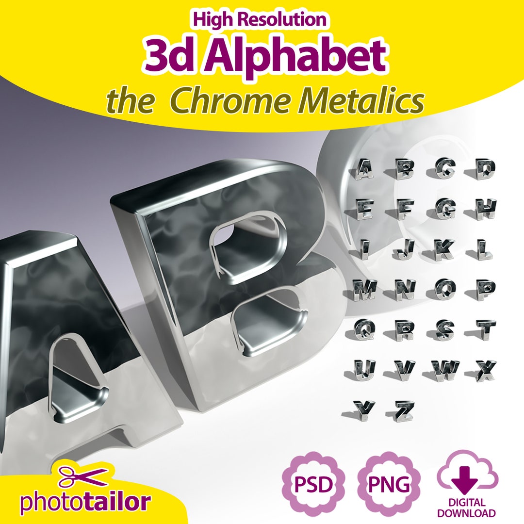 3d Silver Alphabet Clipart, High Resolution, 26 Letters, Background ...