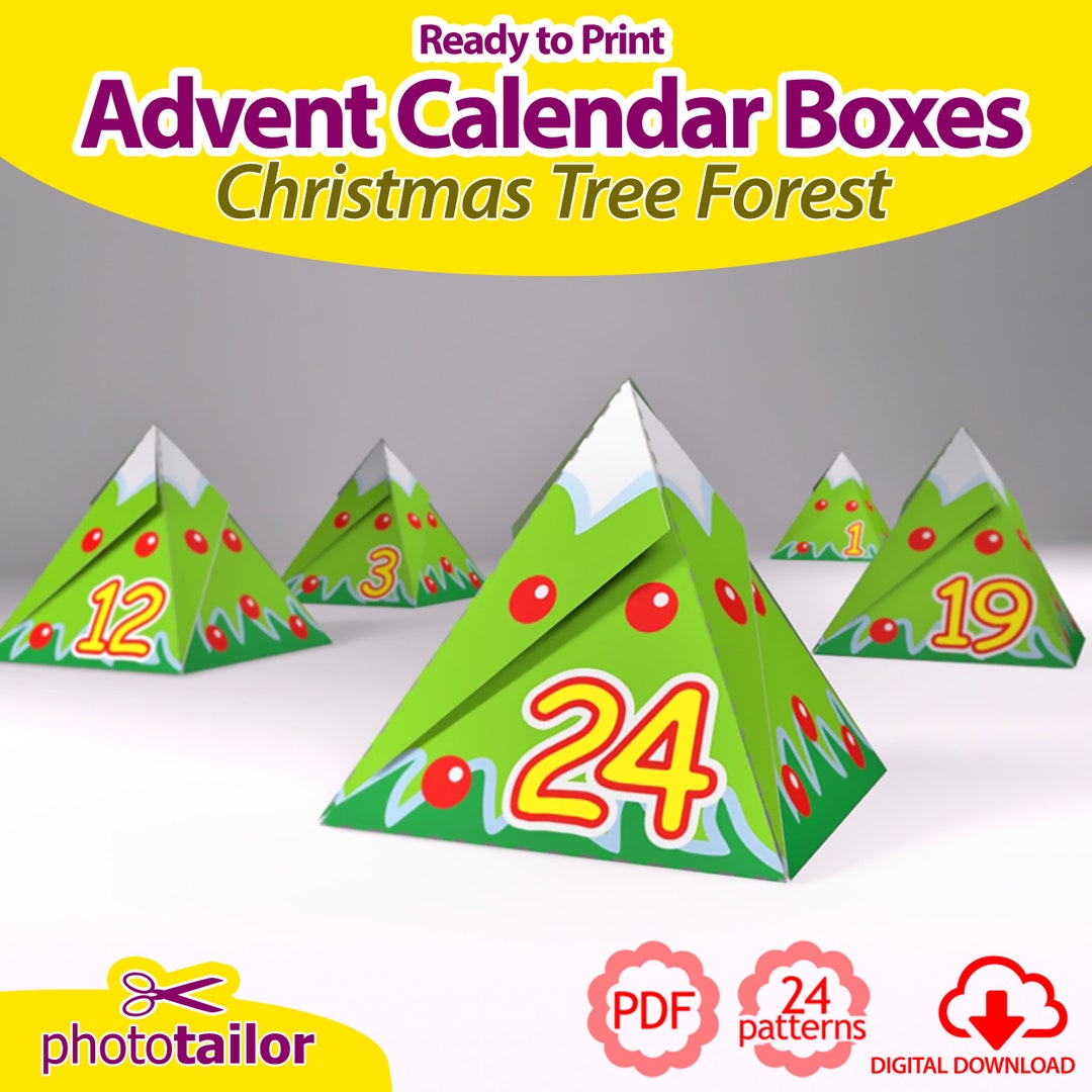 Advent Calendar Printable DIY Treat Boxes, Countdown 25 Days of ...