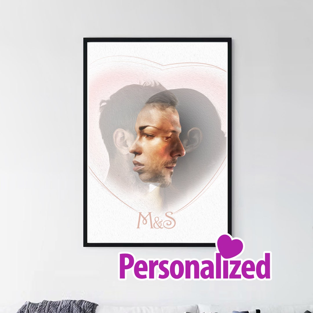 Personalised Love Portrait, Gift for Couples, Digital Painting, Photo ...