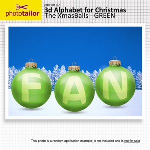 3d Christmas Alphabet Clipart, Xmas Balls GREEN, High Resolution 45 ...