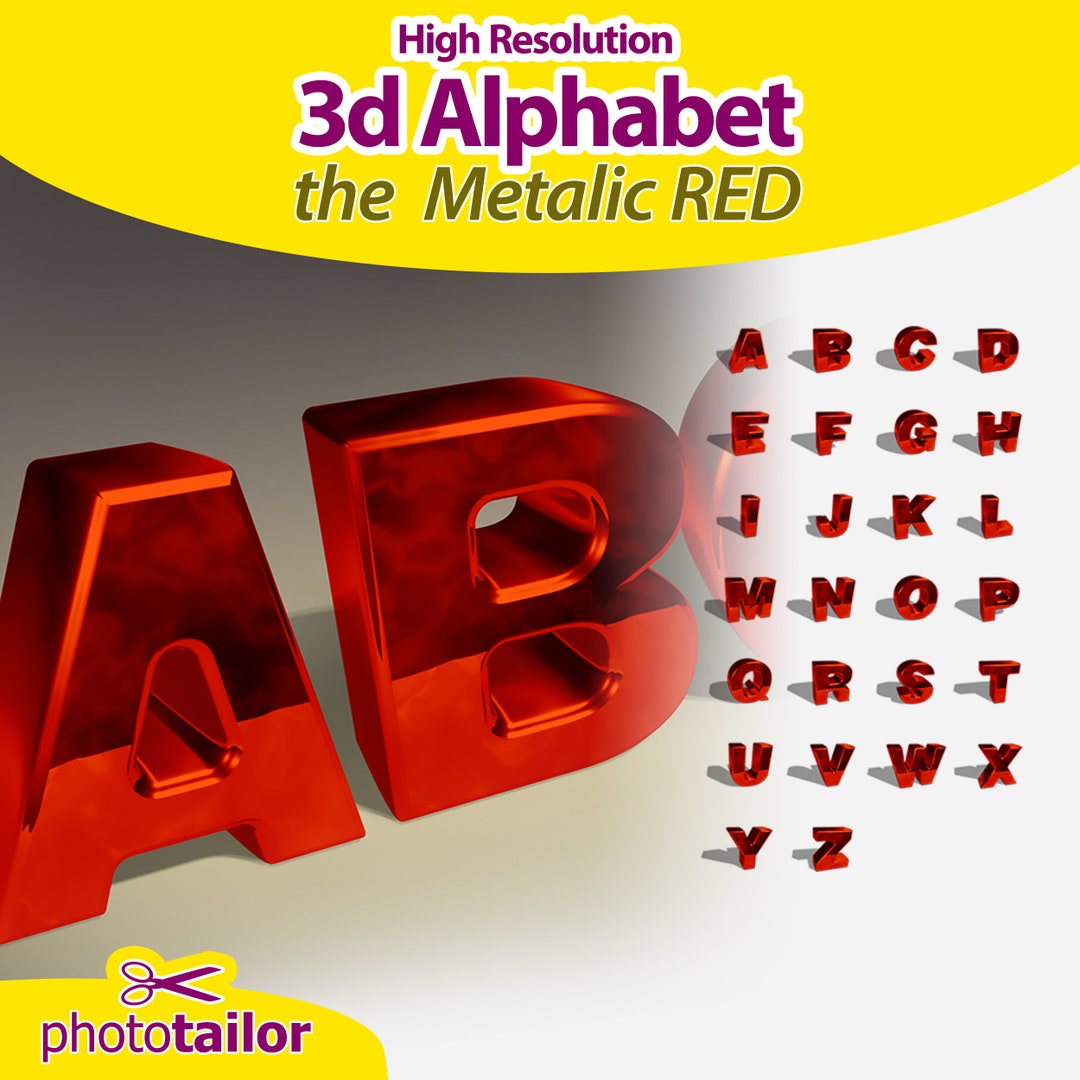 3d Alphabet Redmetal Clipart | High Resolution 26 Letters Background ...