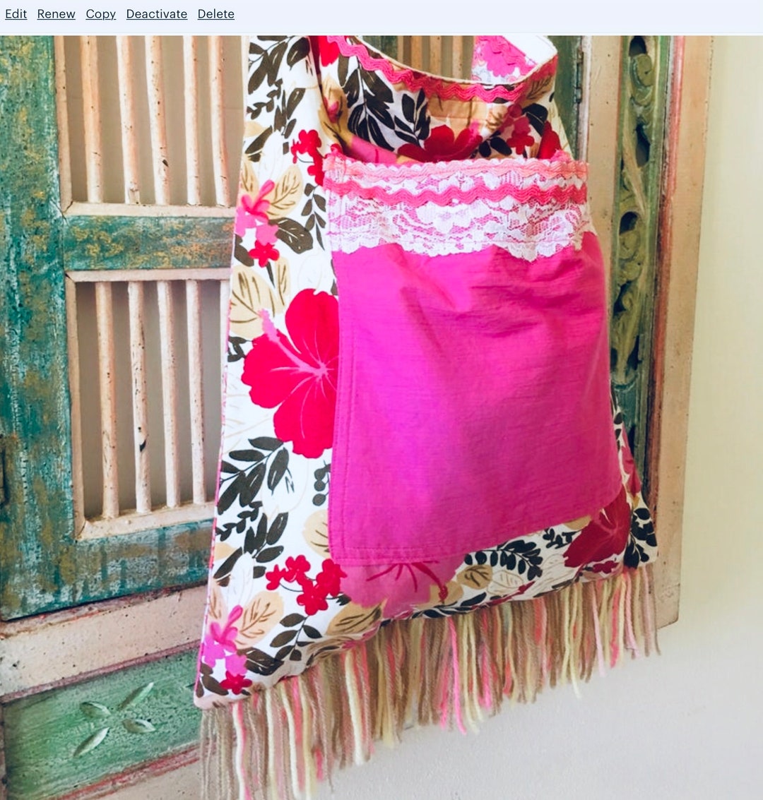 Pink Festival Gypsy Fringed Handbag With Fringing, Original 70s Floral ...