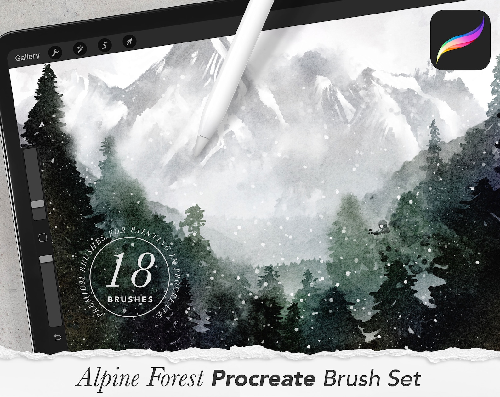 Alpine Forest Brush Kit for Procreate // Watercolor for Procreate - Etsy