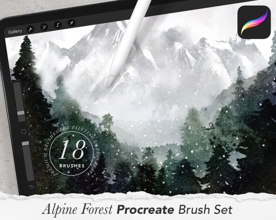 Alpine Forest Brush Kit for Procreate // Watercolor for - Etsy