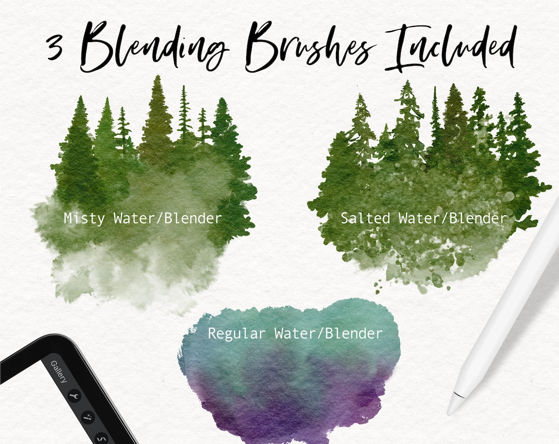 Alpine Forest Brush Kit for Procreate // Watercolor for - Etsy