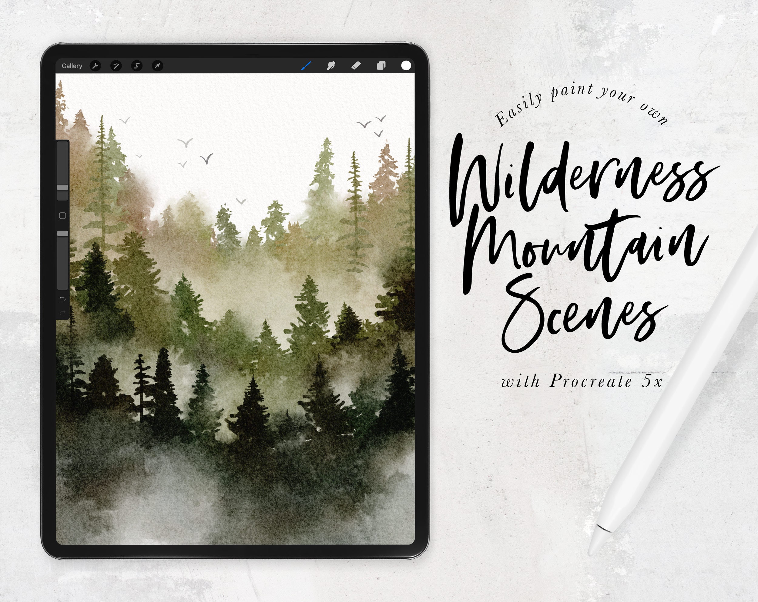 Alpine Forest Brush Kit for Procreate // Watercolor for - Etsy