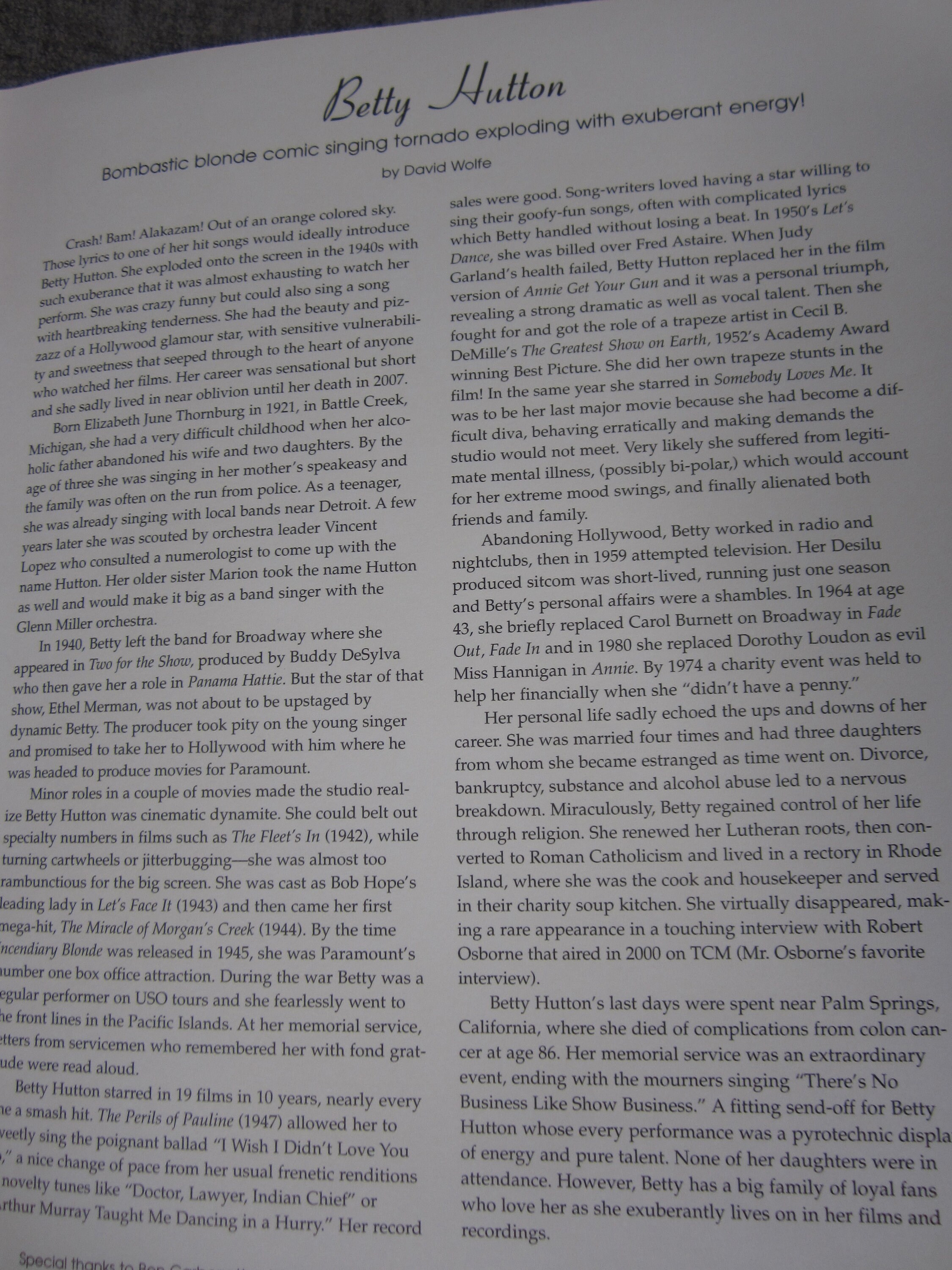 Betty Hutton, Paper Dolls, by Judy M Johnson, Movie Costumes, 11.5x9.5 ...