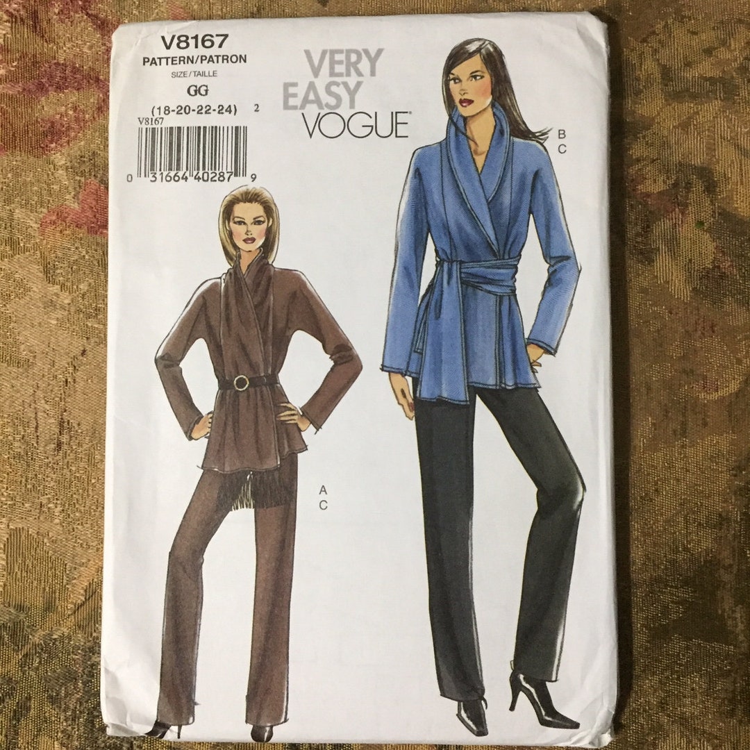 Very Easy Vogue 8167, Paper Sewing Pattern, Sizes 18 20 22 24, Jacket ...