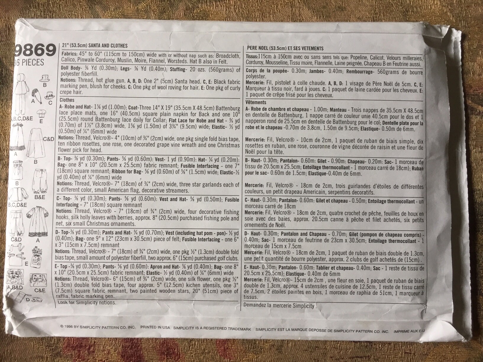 Simplicity 9869, Crafts Sewing Pattern, 21 Inch Santa Stuffed Doll ...