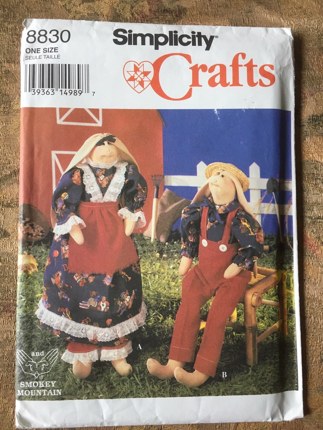 Simplicity, 8830, Craft, Pattern, 17" Stuffed Rabbit, Clothes, Dress ...