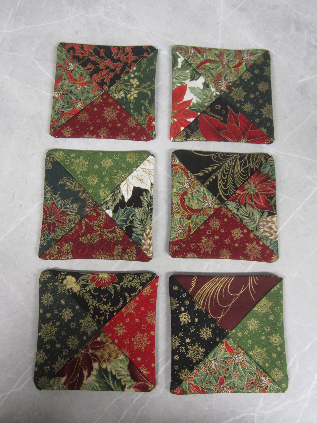 Set of 6, Fabric Coasters, Handmade, 100% Cotton Fabric, Multi Coloured ...