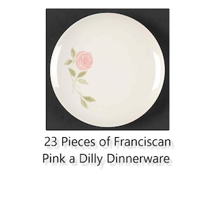 23 Pieces of Franciscan Pink A Dilly Dinnerware EX 1950s Rose Side ...