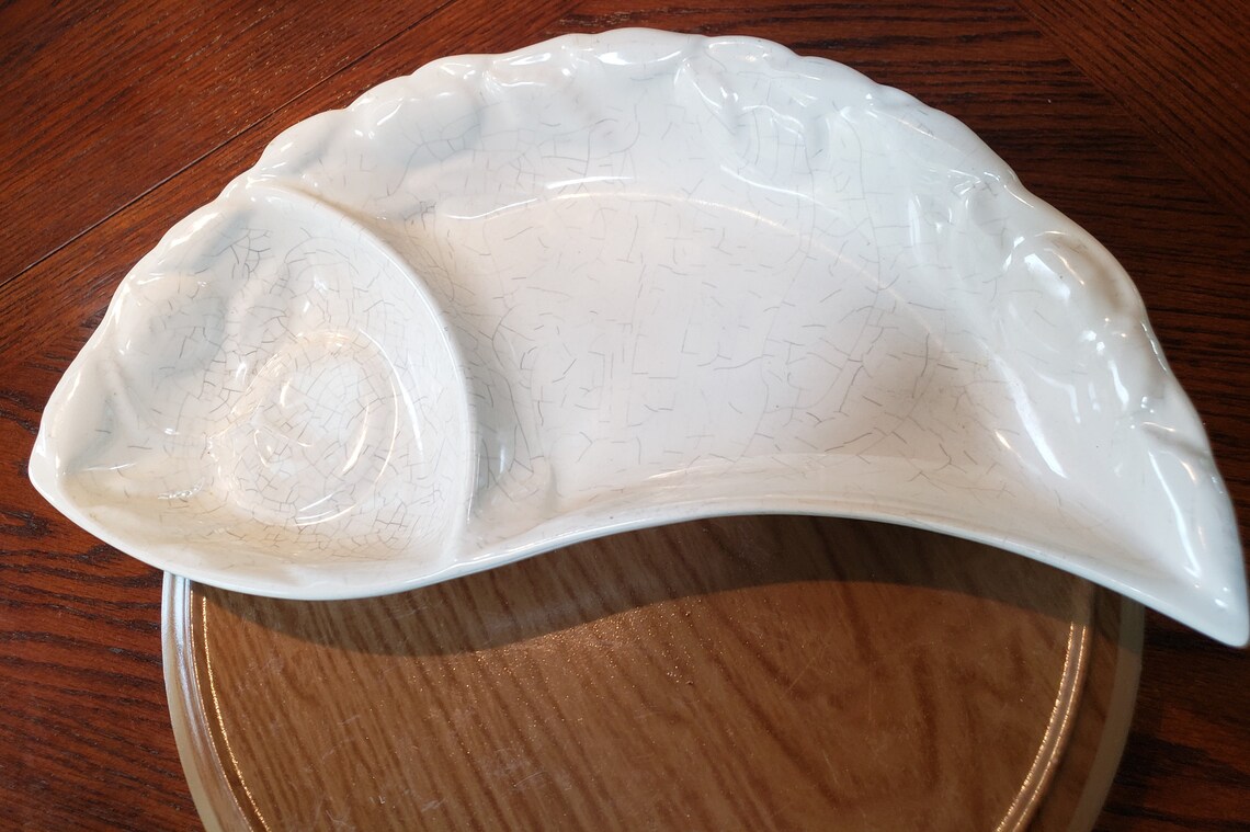 Lazy Susan Fish Shaped Cream Gray USA California Pottery Lazy Susan 3 ...