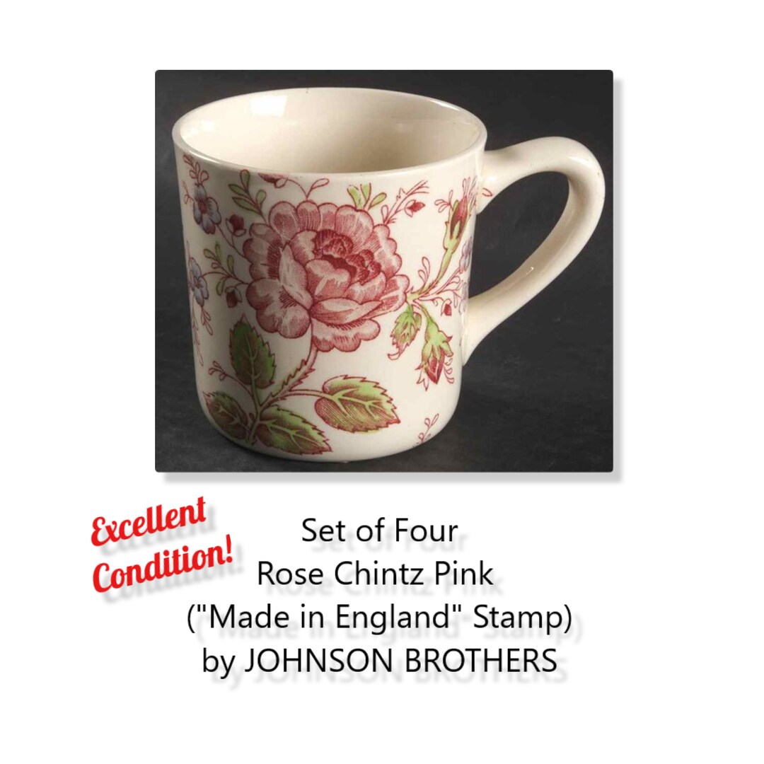 Set of Four Chintz Rose Johnson Brothers Mugs No Design Inside Made in ...