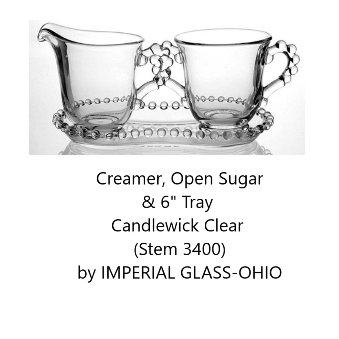 Elegant Creamer, Open Sugar, 6 Inch Tray (stem 3400) by IMPERIAL Glass ...