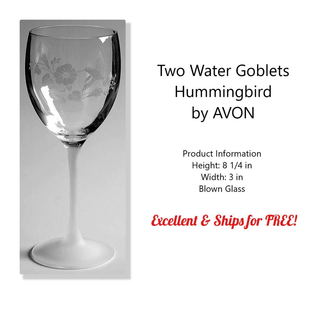 Set of Two Crystal Hummingbird Water Goblets - Avon Collection - EX ...