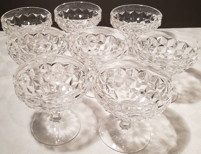 8 Vintage American Clear Fostoria Low Sherbet Value 68 Dollars ...