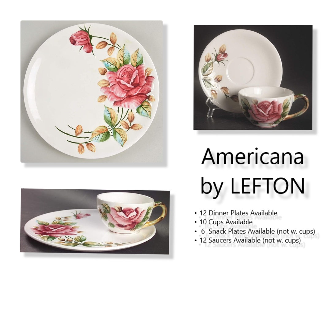 Americana LEFTON * Dinner Plates * Cups * Snack Plates * Saucers * EX ...
