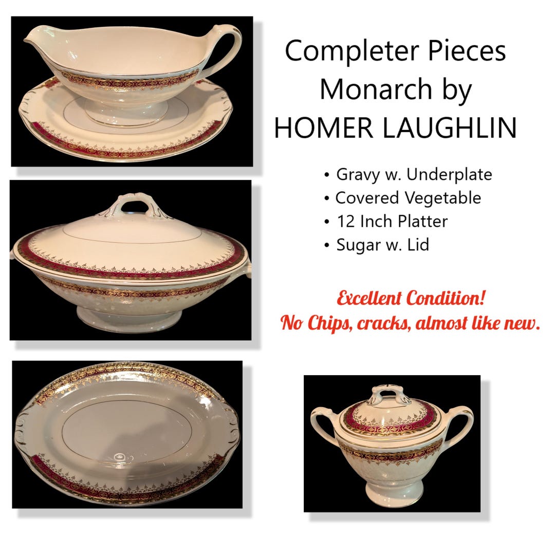 Monarch Maroon by Homer Laughlin * Completer Pieces * Sugar/lid * Gravy ...