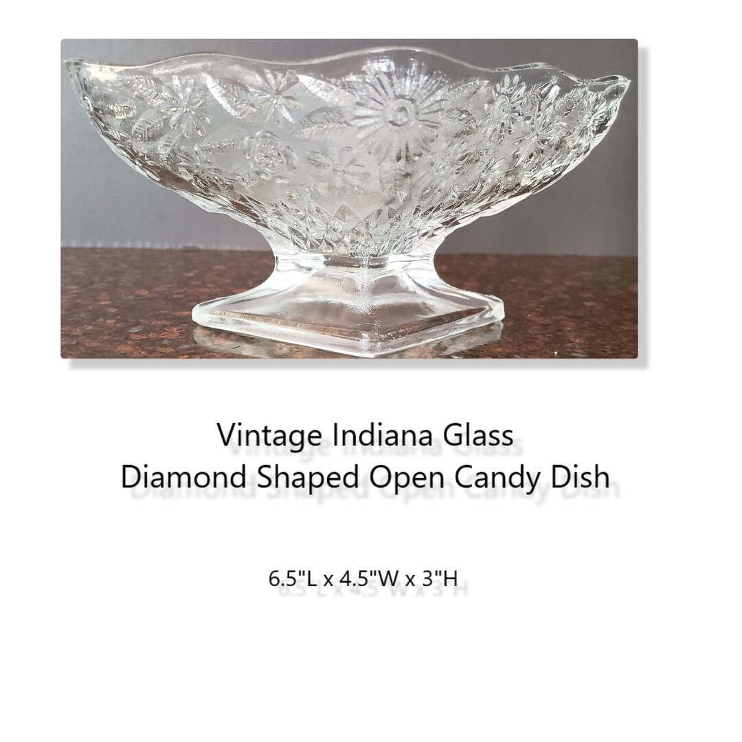 Small Indian Glass Diamond Shape Daisy Flower Pattern - Clear - Etsy