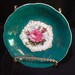 Vintage Cabbage Rose Footed Teacup Set Teal Green EX - Etsy