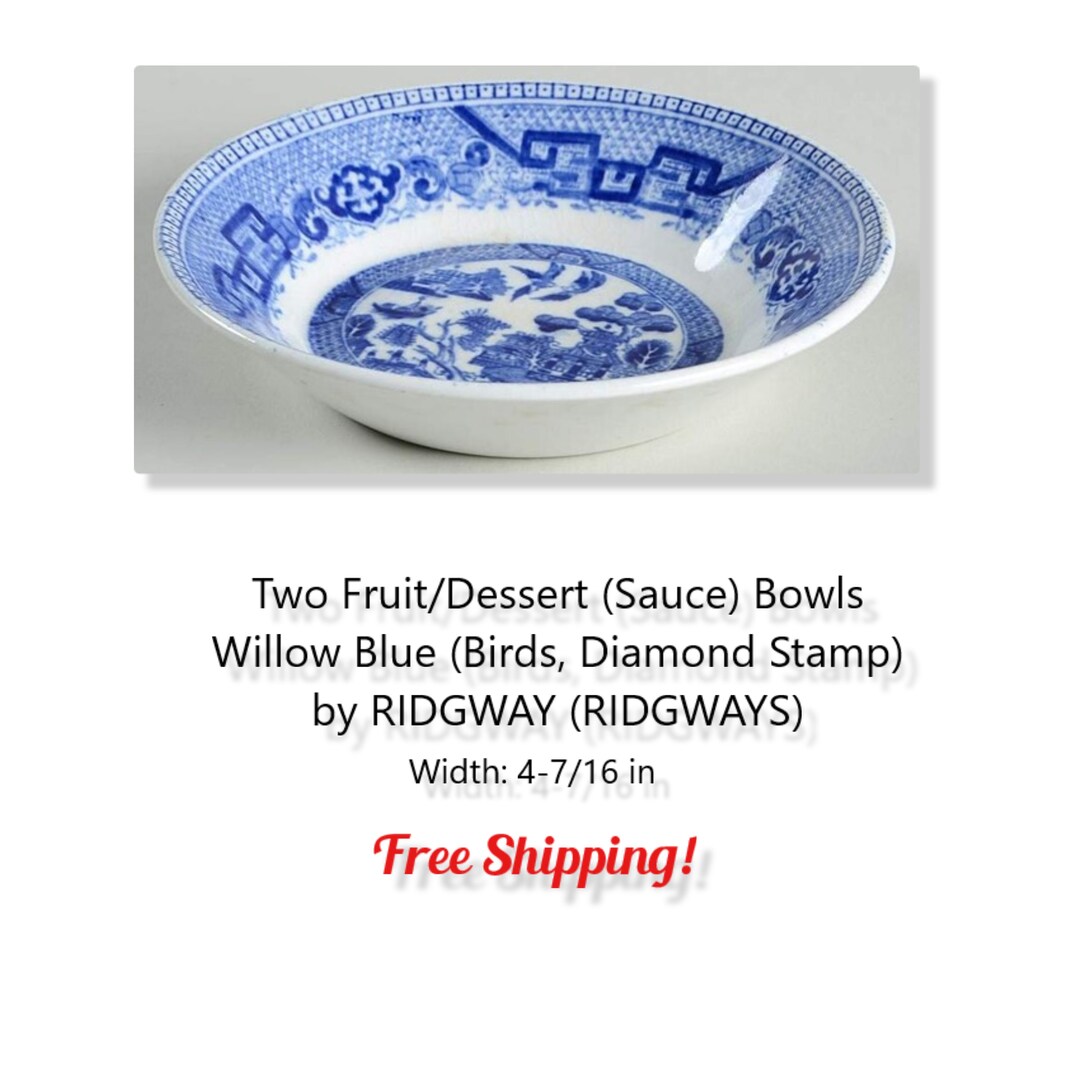 Two Fruit/dessert Willow Blue (birds, Diamond Stamp) by Ridgway ...