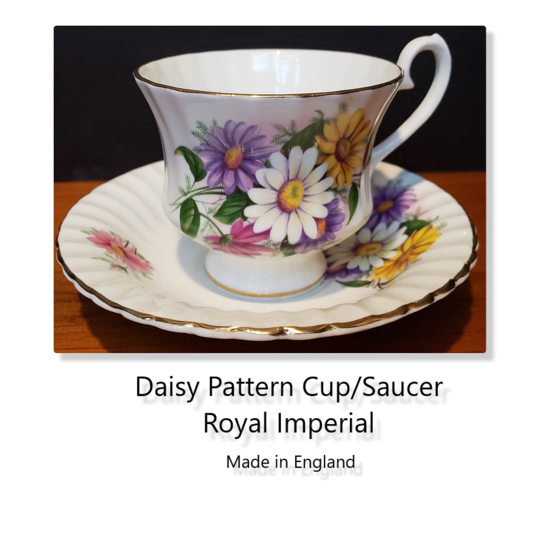Vintage Royal Imperial Cup/saucer Set - Daisy Pattern Excellent - Etsy
