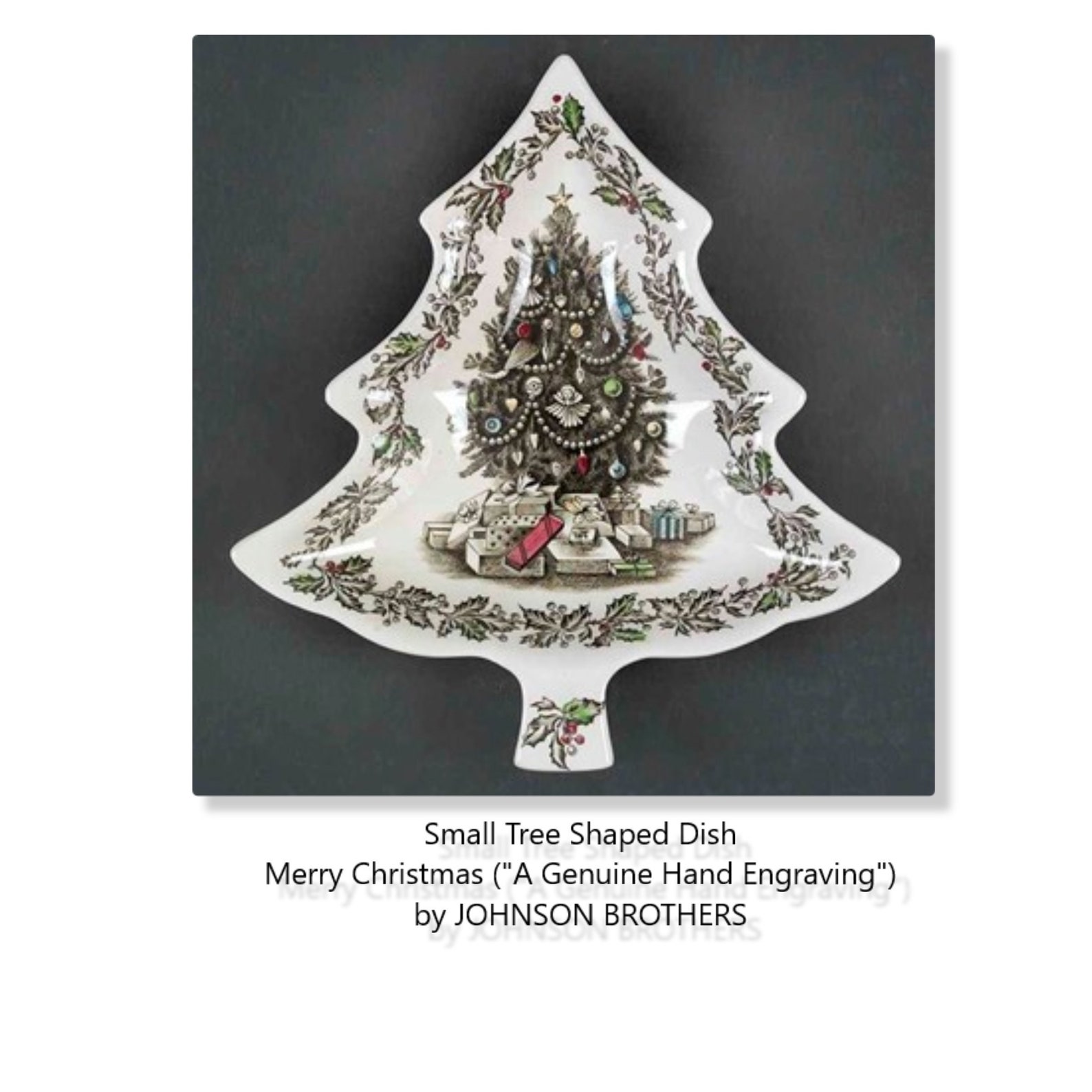 Small Tree Shaped Dish Merry Christmas ("a Genuine Hand Engraving") by ...