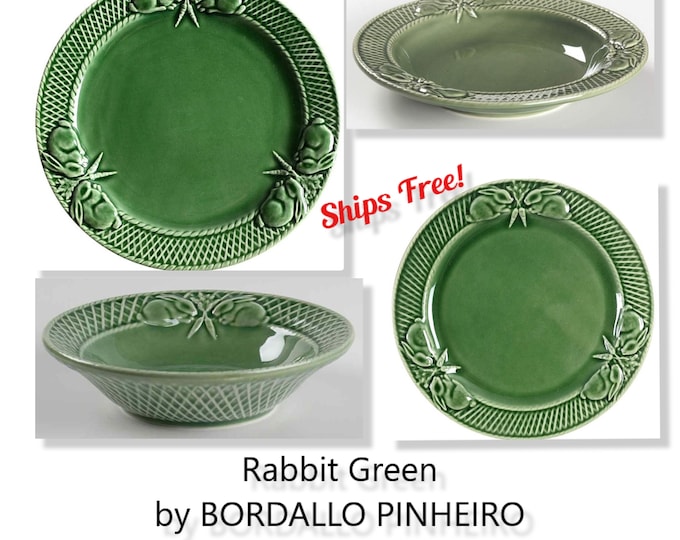 Bordallo Pinheiro Green Rabbit Dinner Plates - Salad Plates - Bowls ...