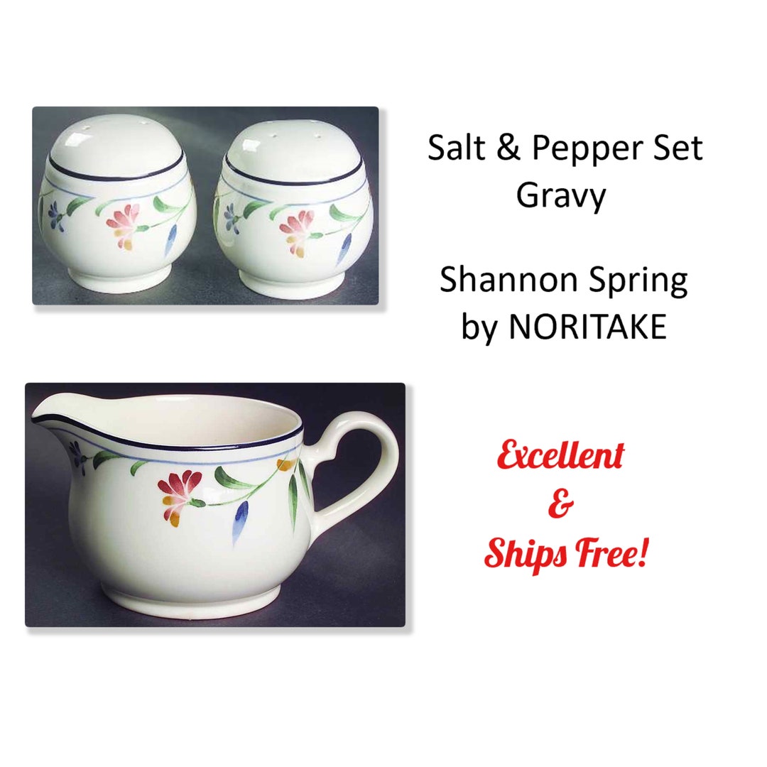 Salt & Pepper Set * Gravy * Shannon Spring by Noritake * EXCELLENT ...