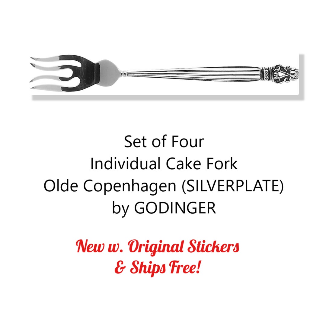 Set of Four Godinger Dessert Forks * Olde copenhagen (silverplate) New ...
