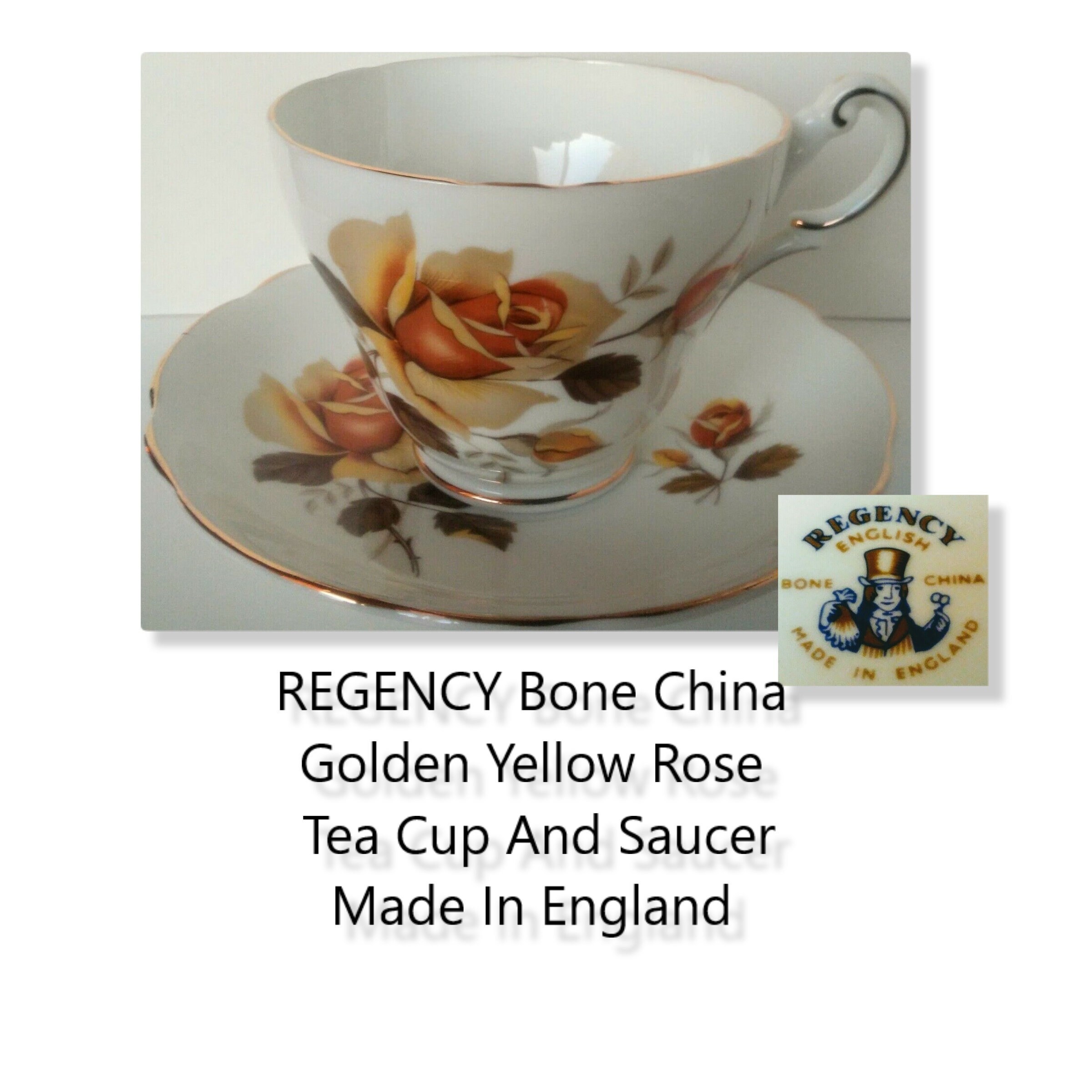 Yellow Gold Roses on White Background & Gold Trim Made By: | Etsy