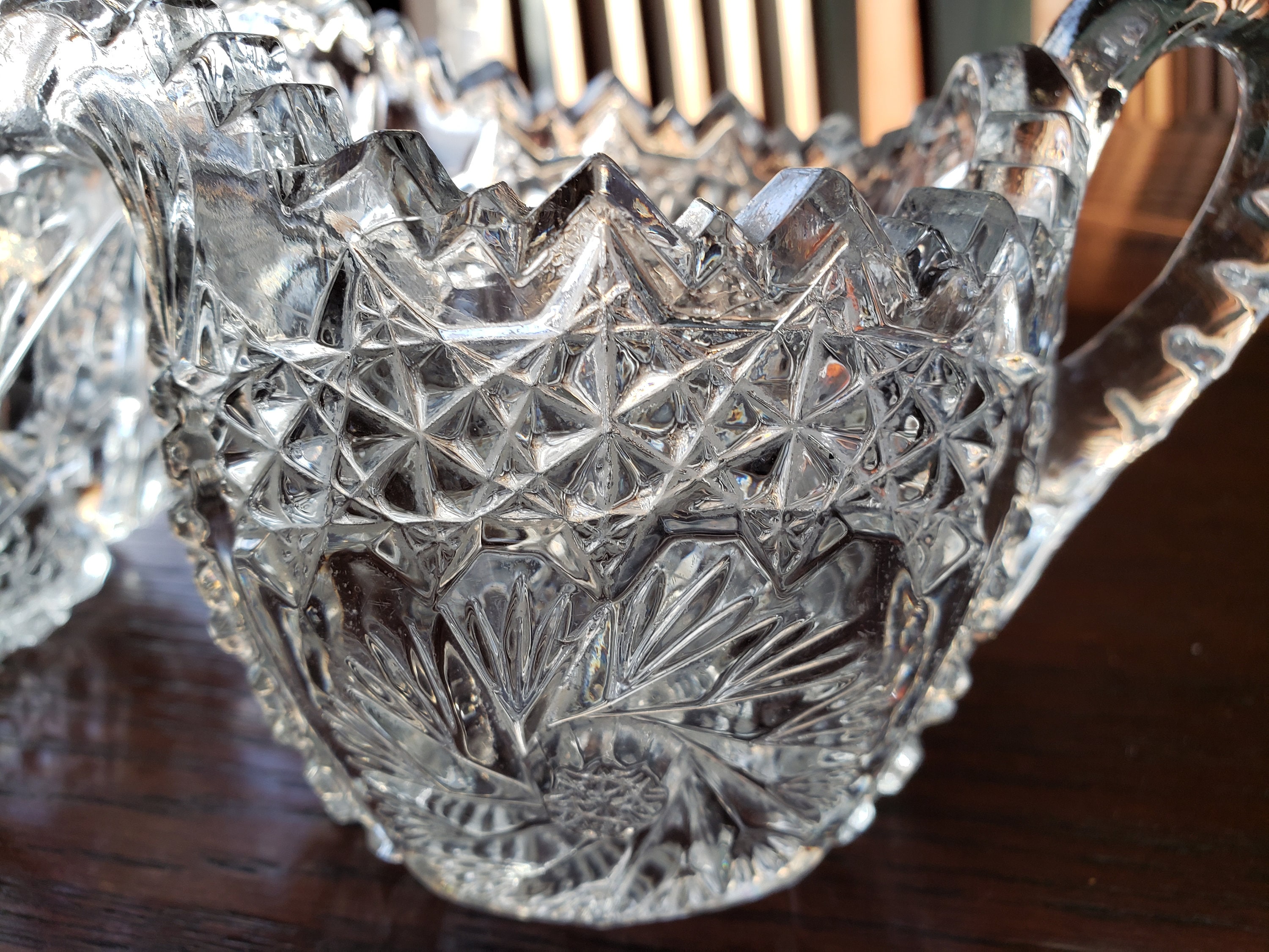 Vintage Lead Crystal Cut Glass Cream Pitcher and Sugar Bowl With ...