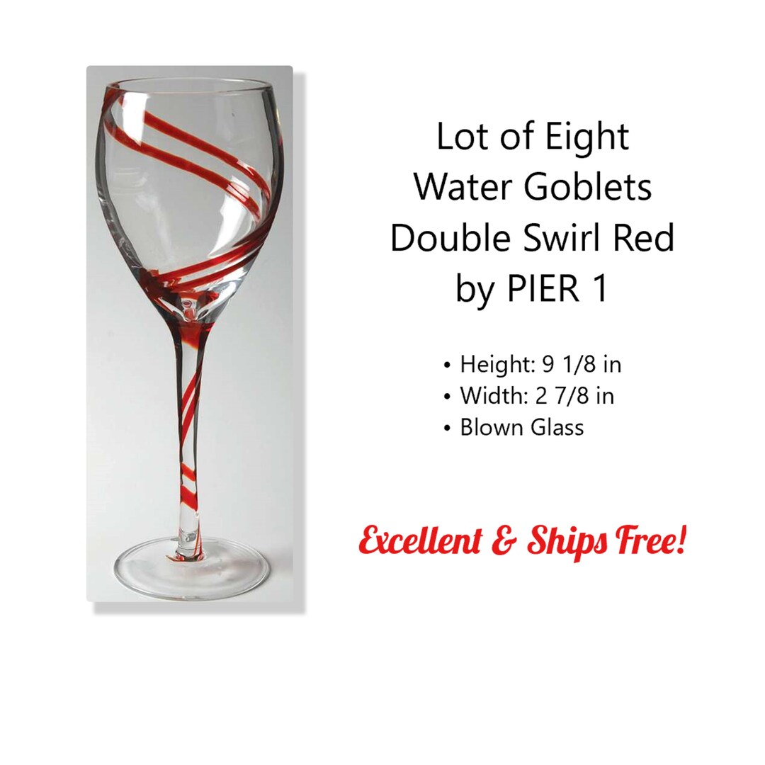 Set of Four or Eight Water Goblet Double Swirl Red by PIER 1 Excellent ...
