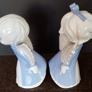 Pair of Vintage Ceramic Kissing Angels Figurines White & Blue NICE - Etsy