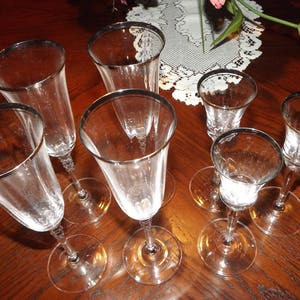 Set of 7 Vintage Elegant Cordial Sherry Stemmed Glassware Fluted ...