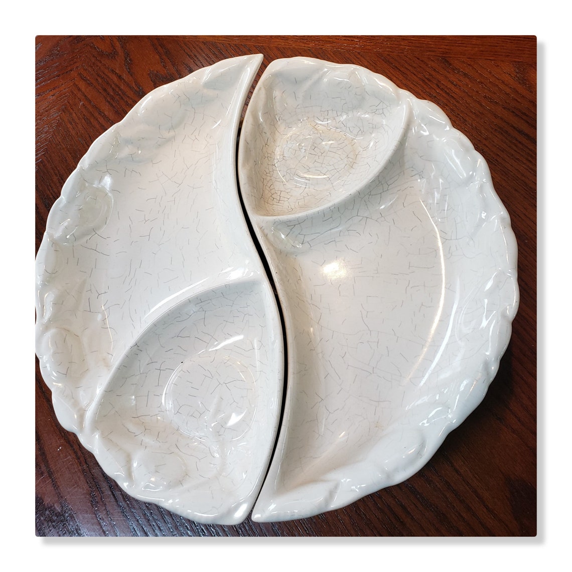 Lazy Susan Fish Shaped Cream Gray USA California Pottery Lazy Susan 3 ...