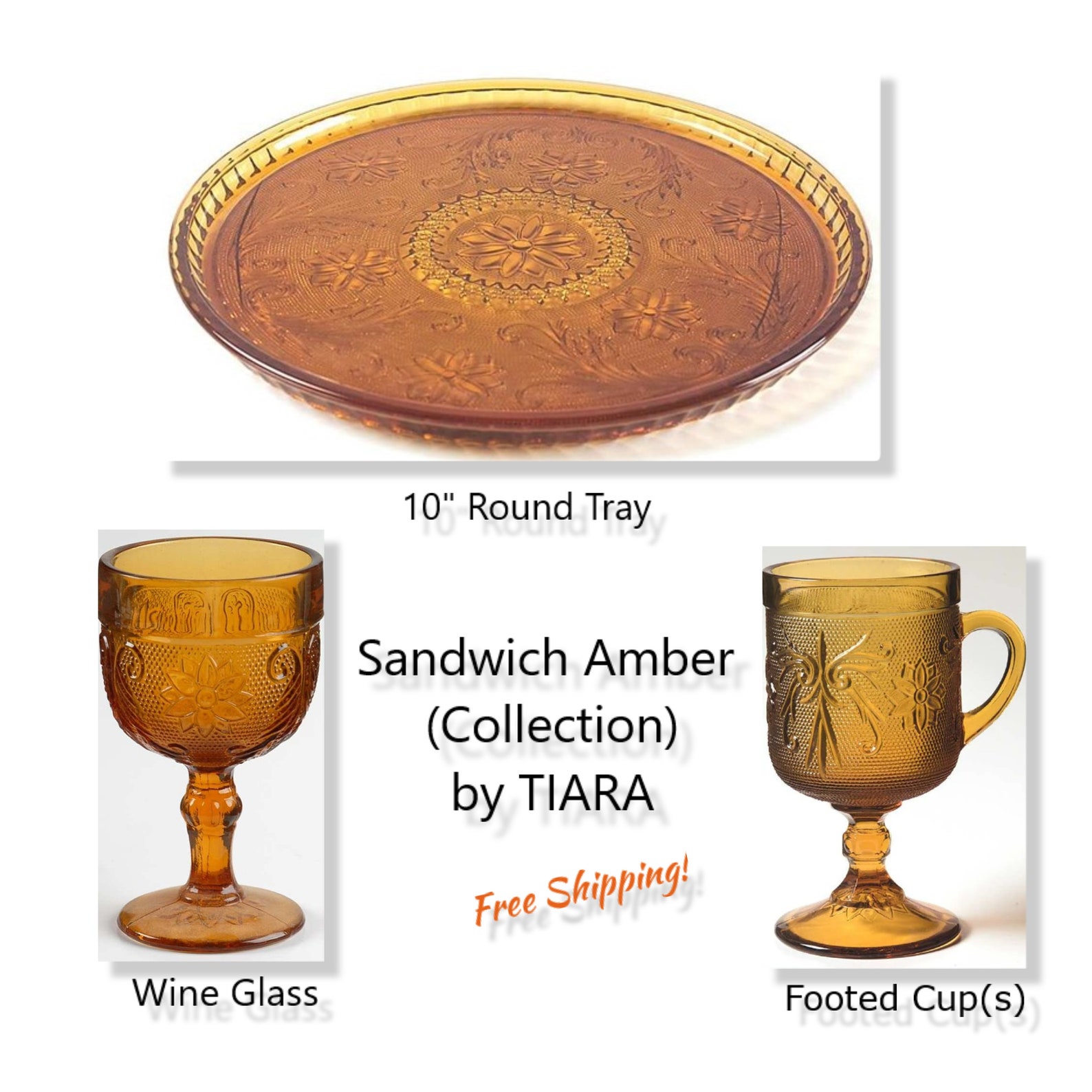 Vintage Amber Indiana Tiara Sandwich Footed Mugs 2 10 - Etsy